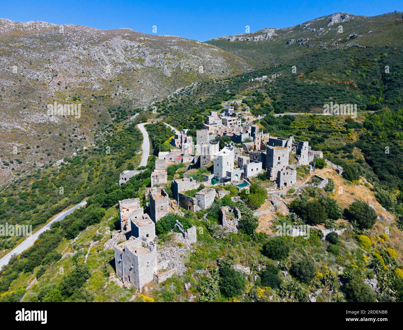 Drone shot, Vathia, Ithylo, Anatoliki Mani, Mani, Lakonia, Peloponnese ...