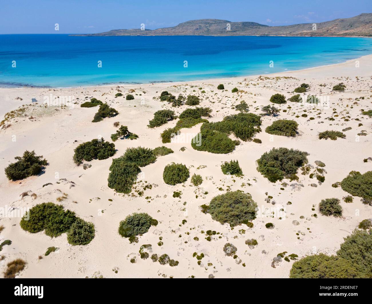 Drone shot, double bay of Simos beach, Sarakiniko beach, Elafonisos ...