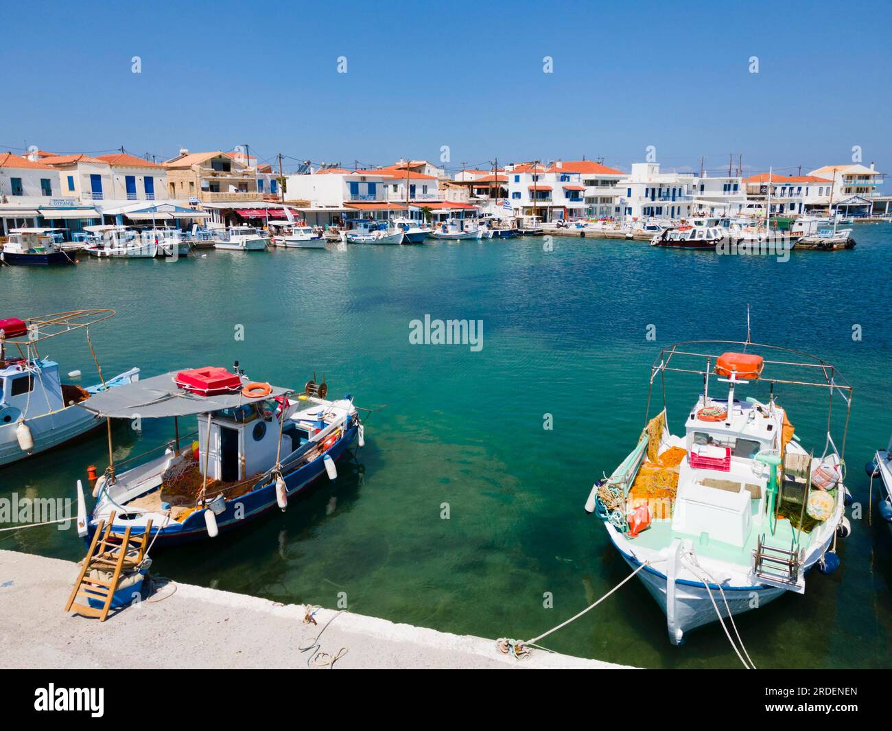 Drone shot, harbour, town of Elafonisos, Elafonisos, Deer Island ...