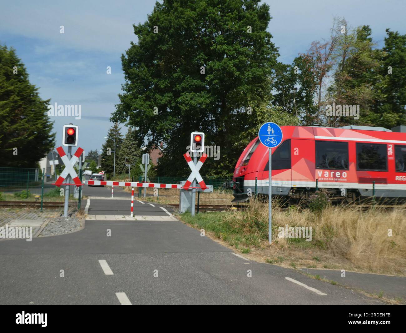Weilerswist, Germany. 18th July, 2023. closed barrier for pedestrians ...