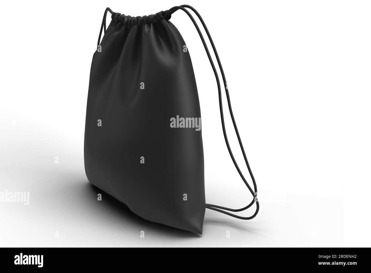 3D black drawstring bag isolated on white Stock Photo - Alamy