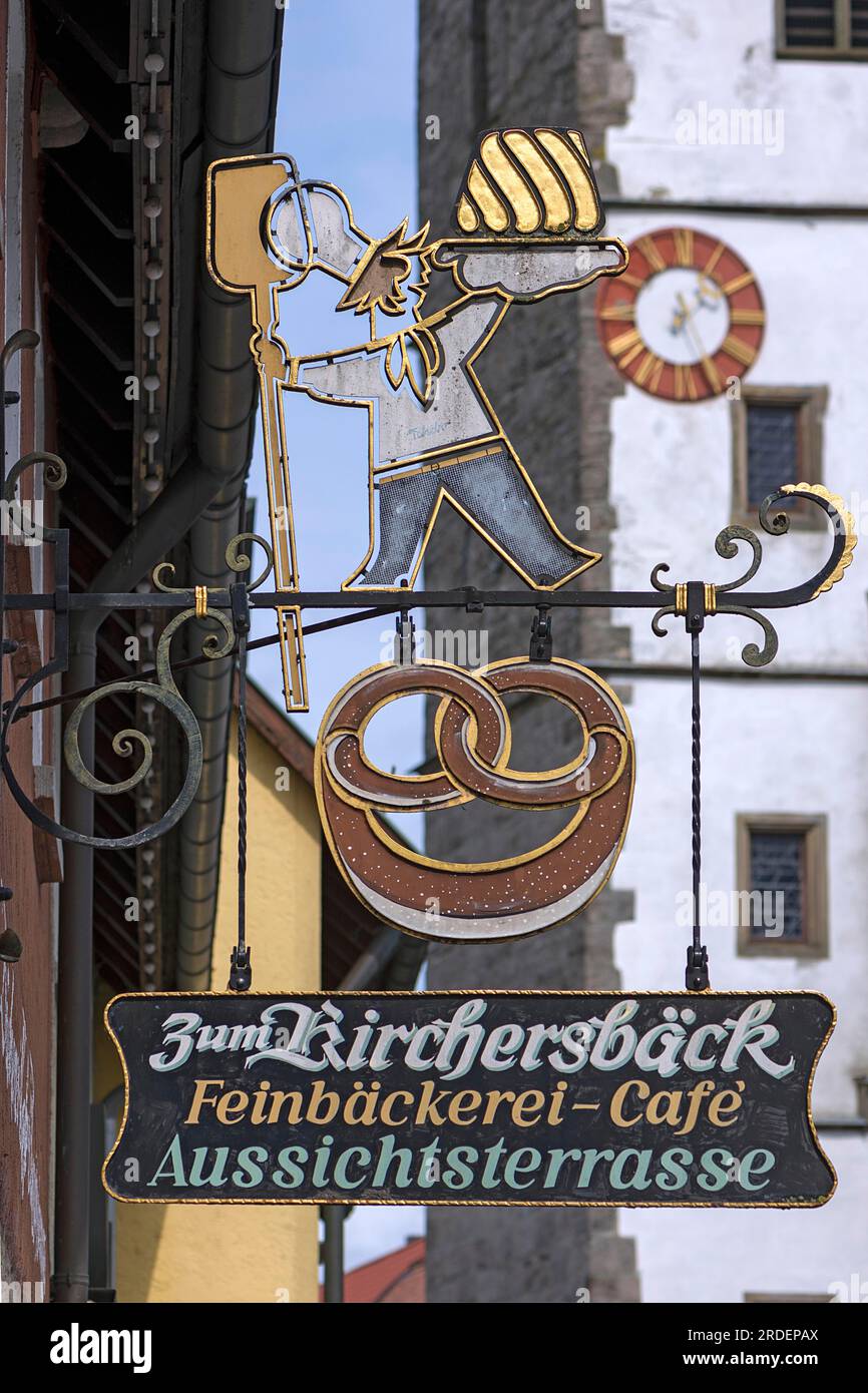 Nose sign from a bakery shop, Waldenburg, Baden-Wuerttemberg, Germany ...
