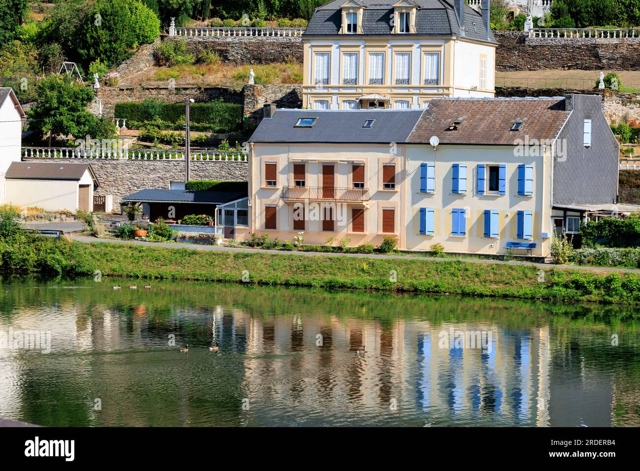 Riverside houses on the River Meuse Montherme Charleville-Mezieres ...
