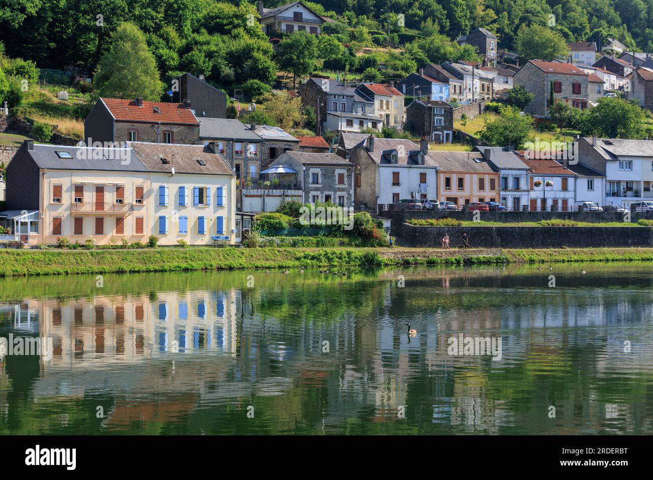 Riverside houses on the River Meuse Montherme Charleville-Mezieres ...