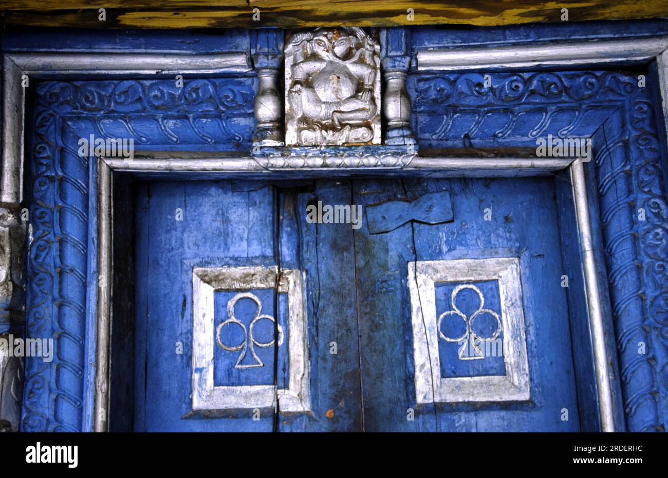 God Ganesh on a gate, Kedarnath, Himalaya Garhwal, Uttarakhand, Uttar ...