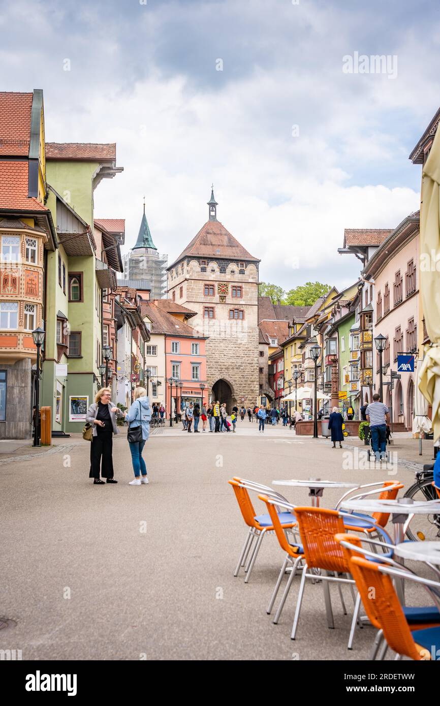 Lively historic alleyway lane in Germany's oldest town, Rottweil ...