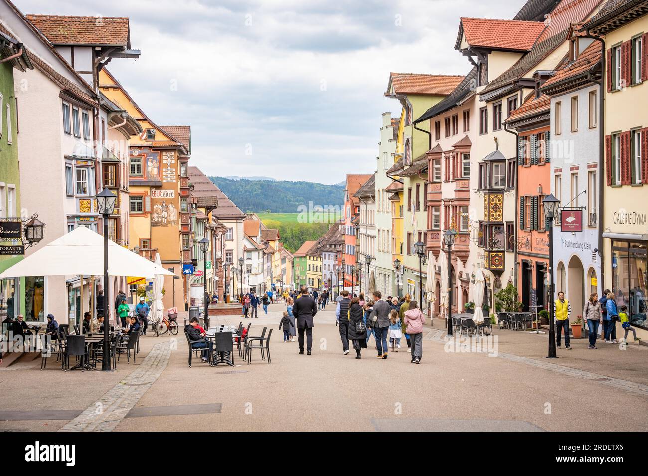 Lively historic alleyway lane in Germany's oldest town, Rottweil ...