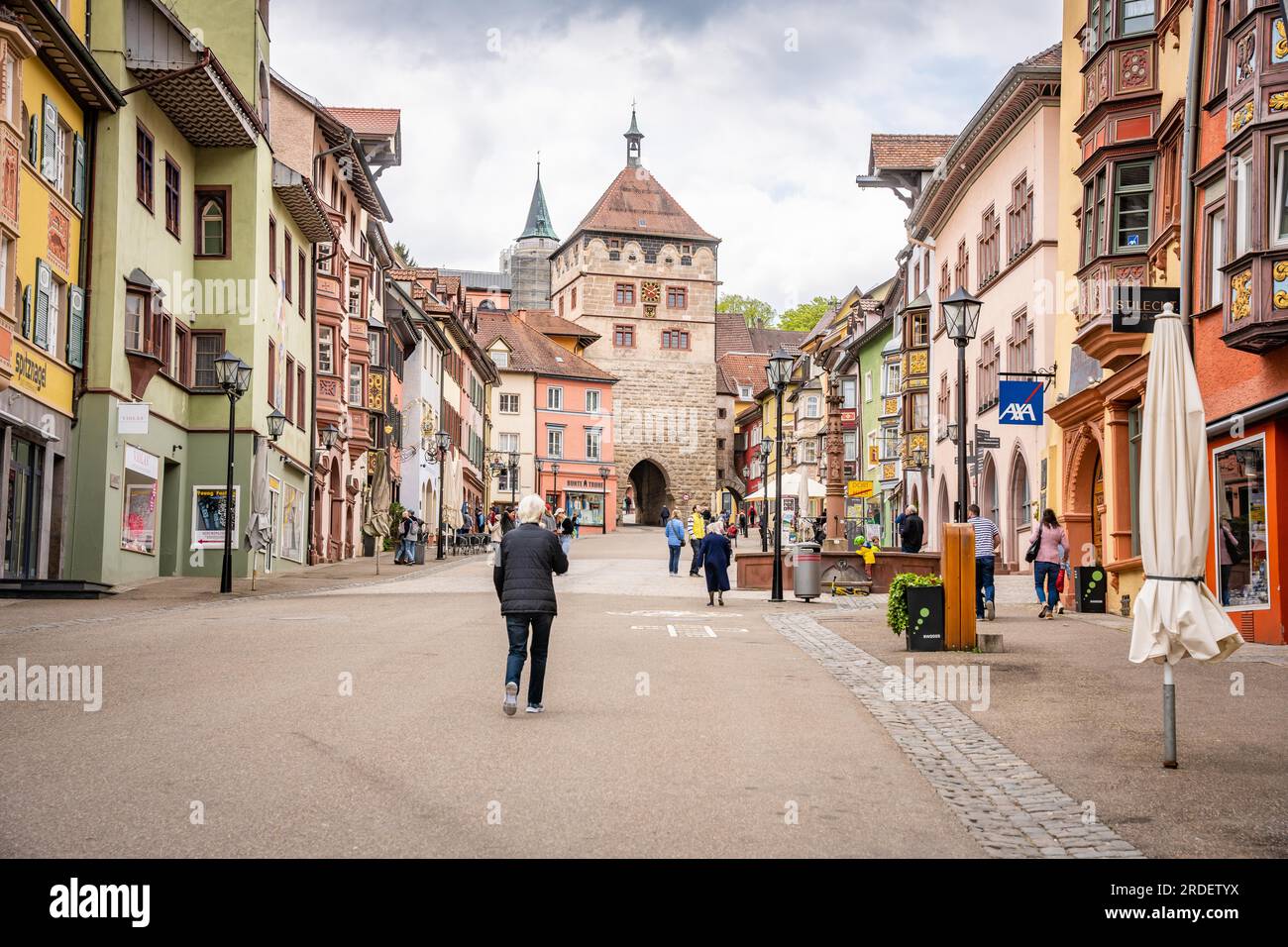 Lively historic alleyway lane in Germany's oldest town, Rottweil ...