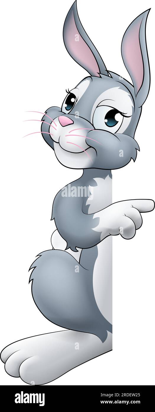 Easter Bunny Rabbit Cartoon Character Peeking Sign Stock Vector Image ...