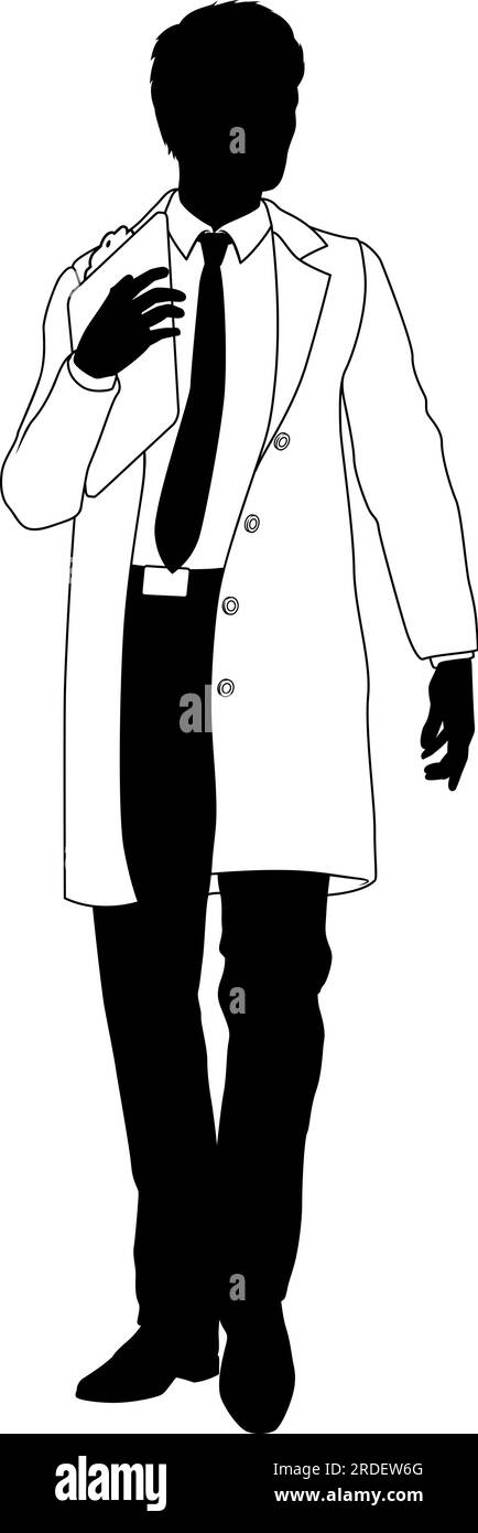 Scientist Engineer Survey Clipboard Man Silhouette Stock Vector Image ...