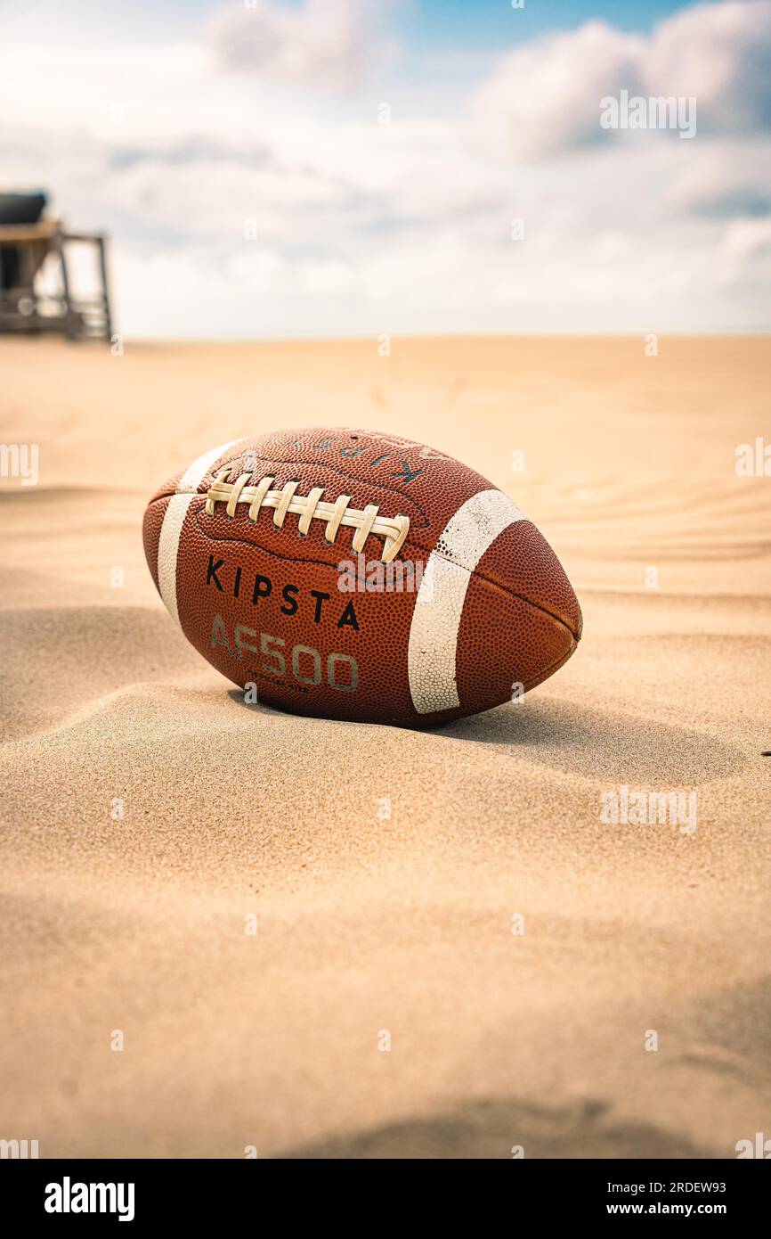 Football in the sand on the beach, Zandvoort, Netherlands Stock Photo ...