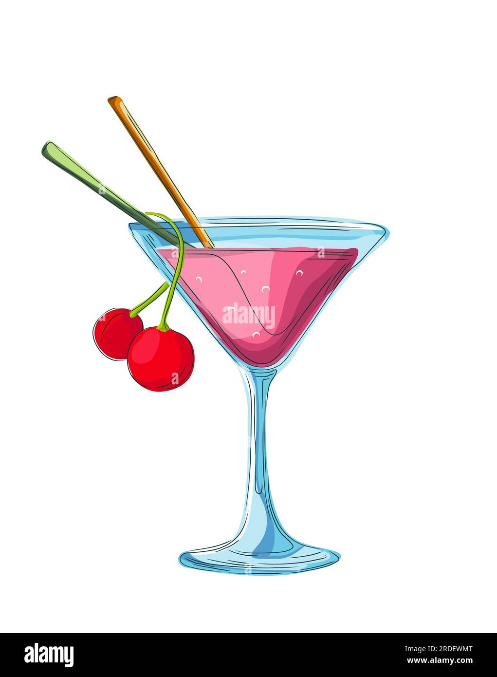 Cherry martini cocktail over white background, vector illustration ...
