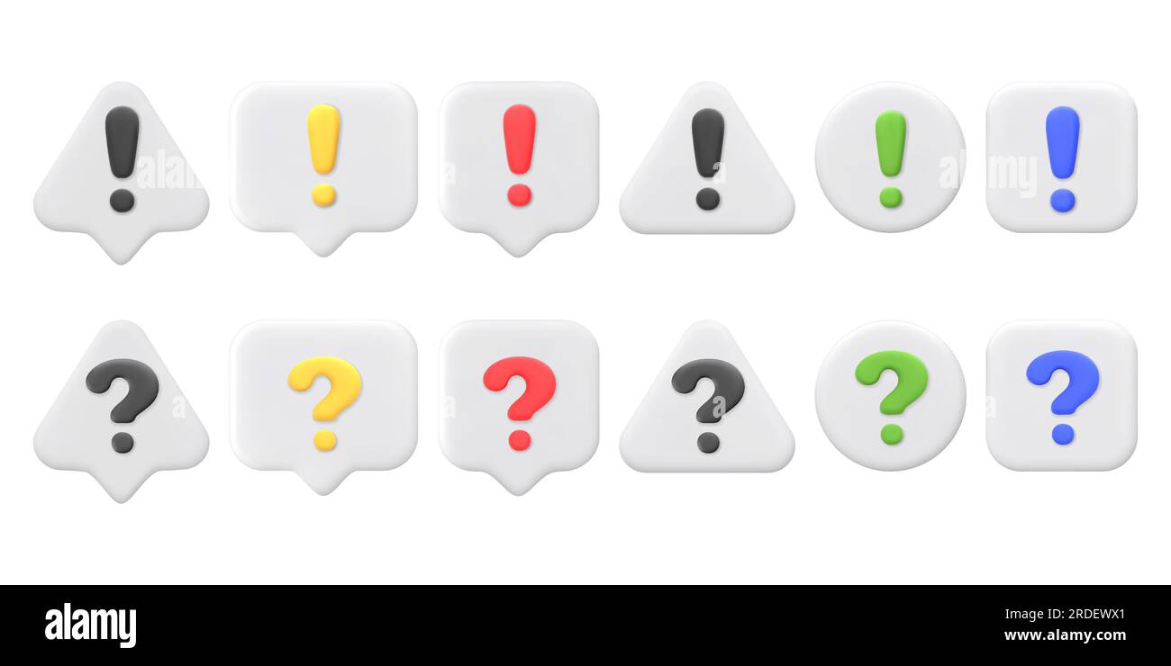 3D vector question and exclamation marks on different shapes and ...