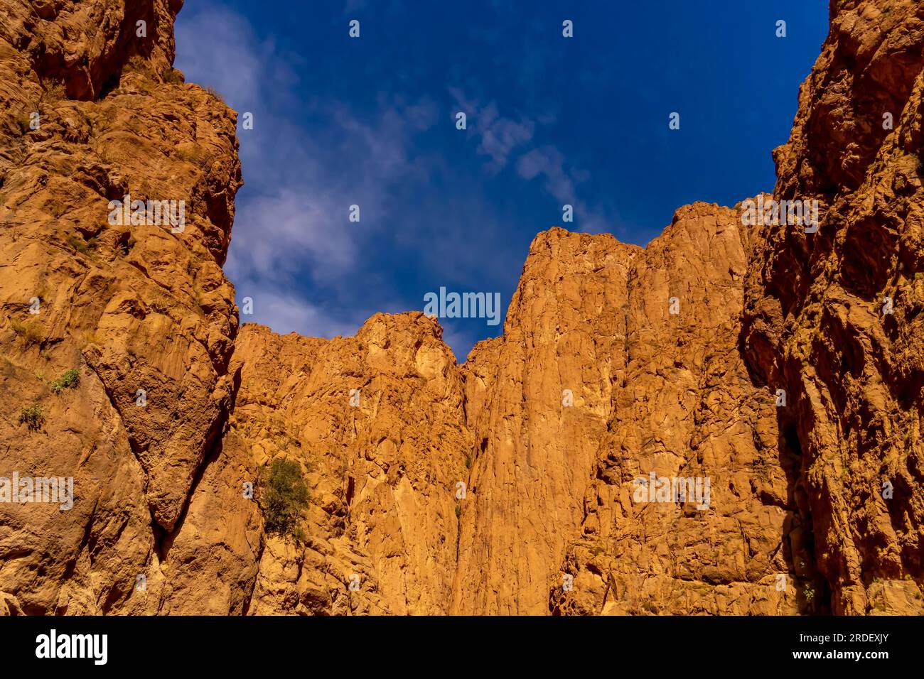 Beautiful cliffs and blue skies near Errachidia, Morocco Stock Photo ...