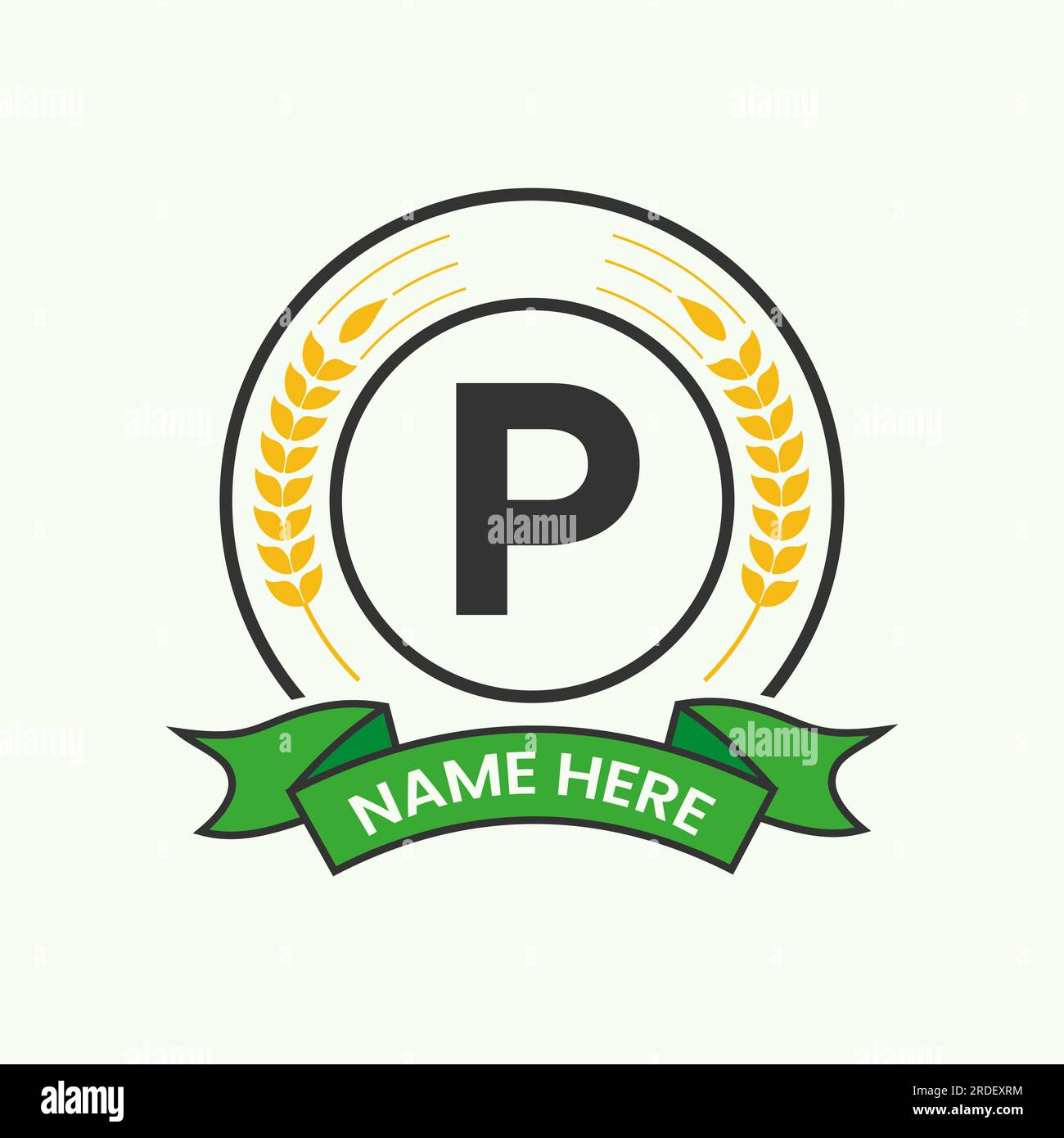 Agriculture Logo On Letter P Concept. Agro Farming Logotype for Bakery ...