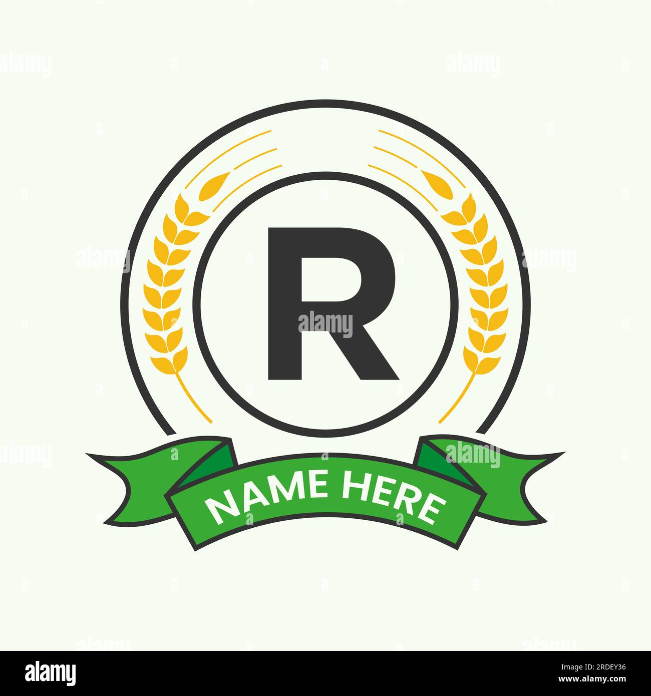 Agriculture Logo On Letter R Concept. Agro Farming Logotype for Bakery ...