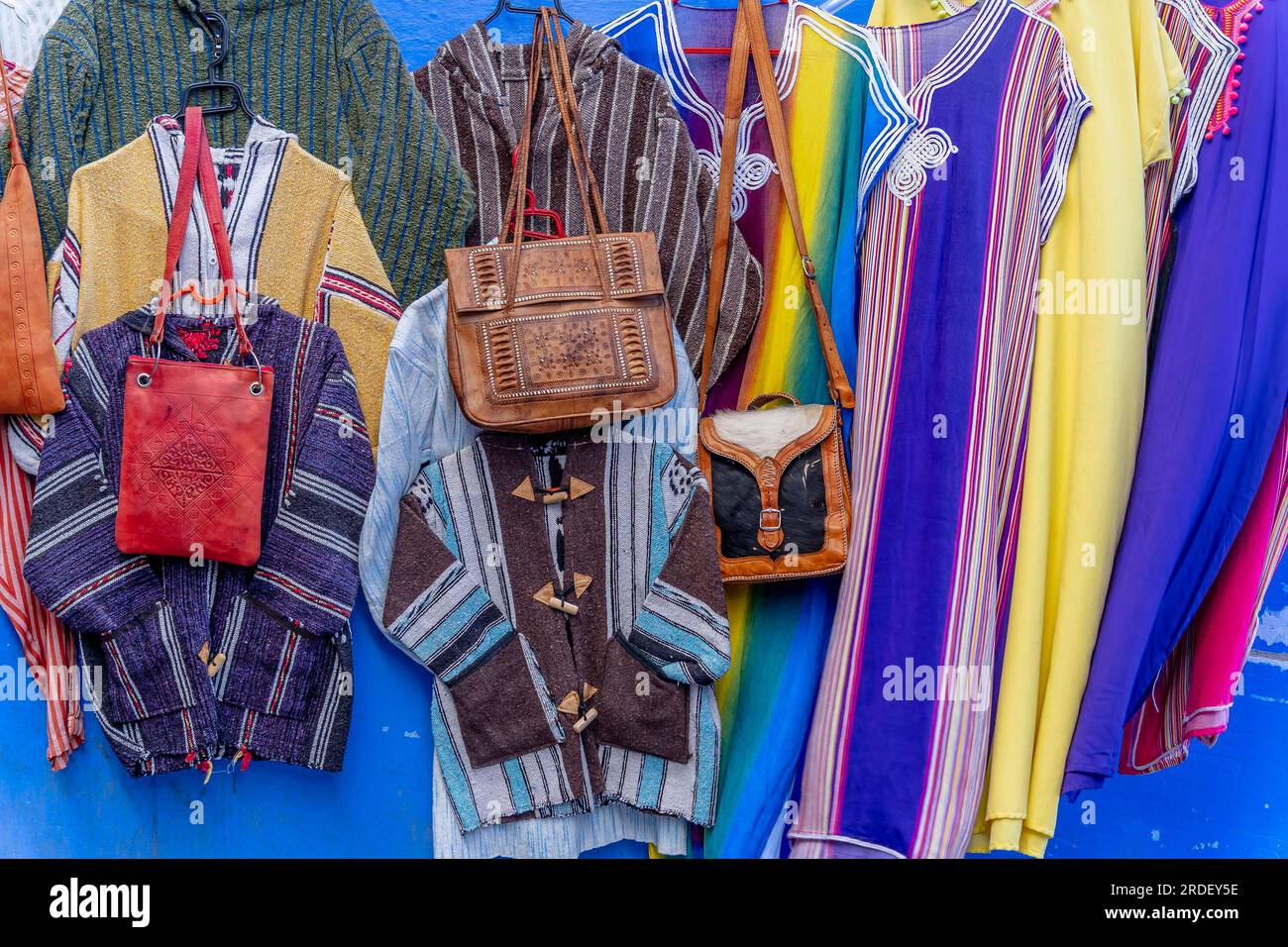 Colorful moroccan handmade souvenirs in blue city Chefchaouen, Morocco ...