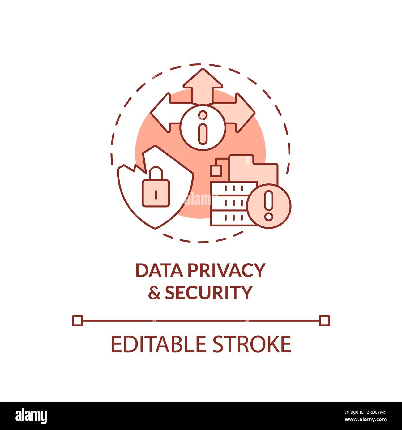 2D data privacy and security concept linear icon Stock Vector Image ...
