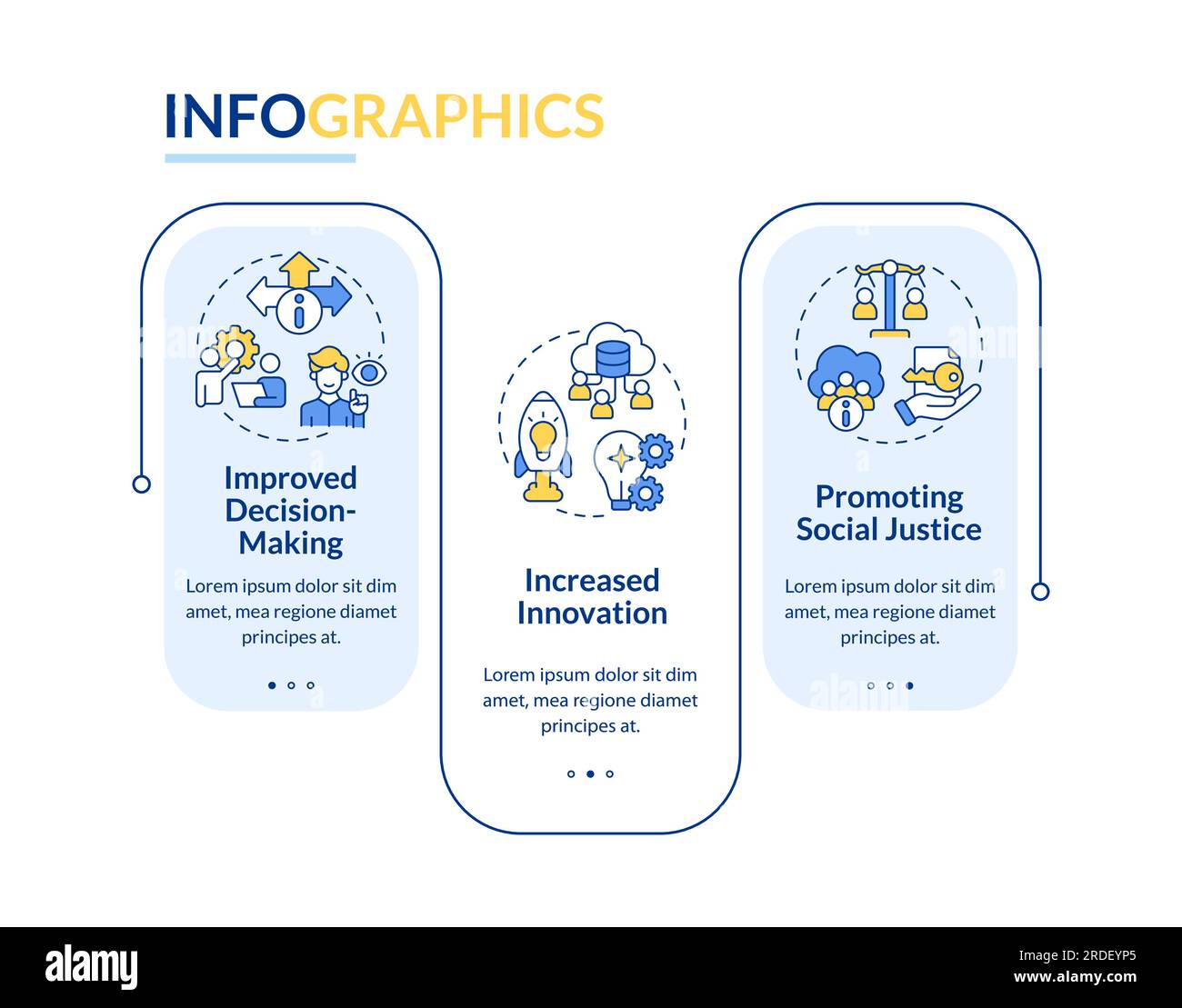 2d Data Democratization Layout With Linear Icons Stock Vector Image