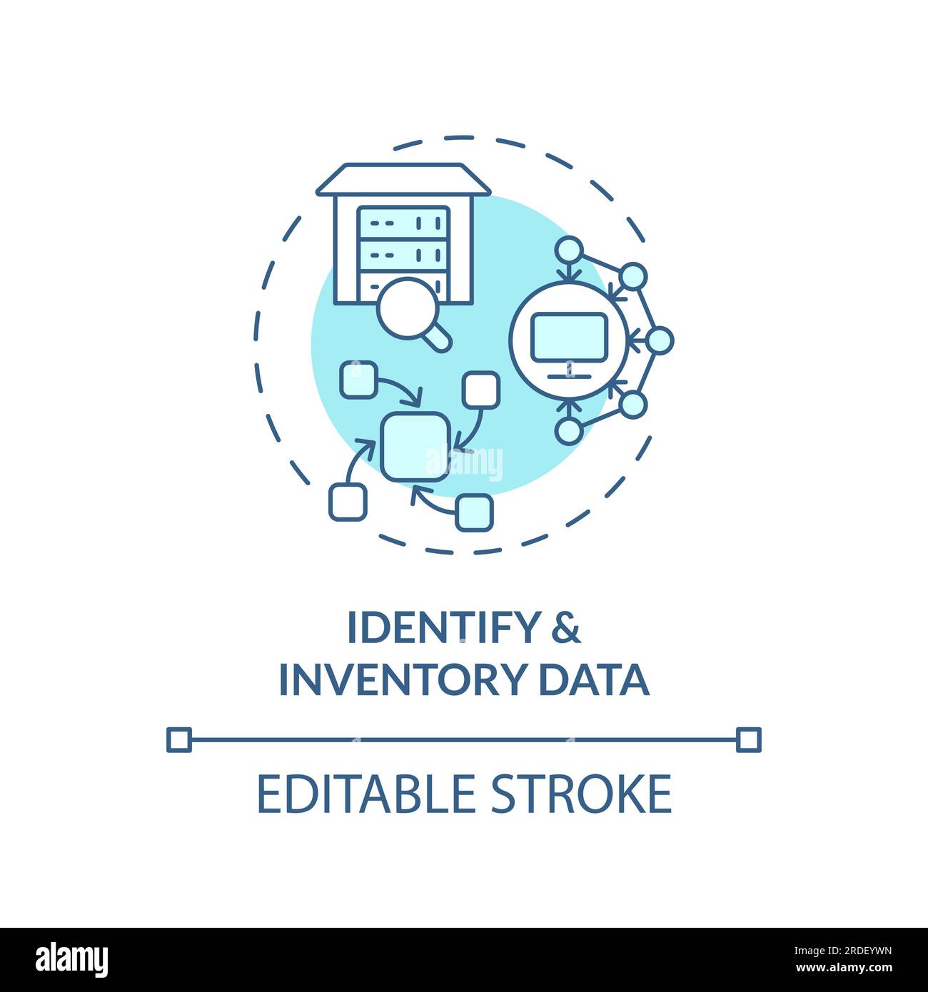 2D identify and inventory data concept linear icon Stock Vector Image ...