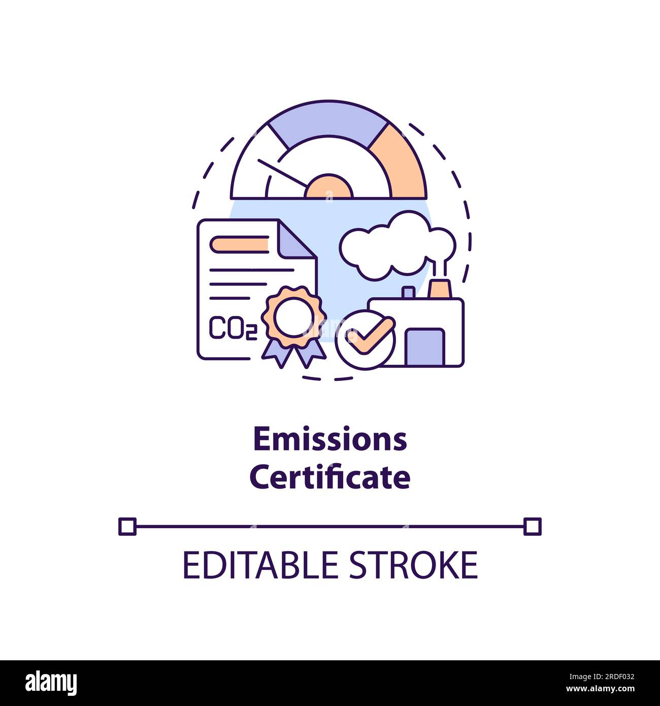 2D emissions certificate concept icon Stock Vector Image & Art - Alamy