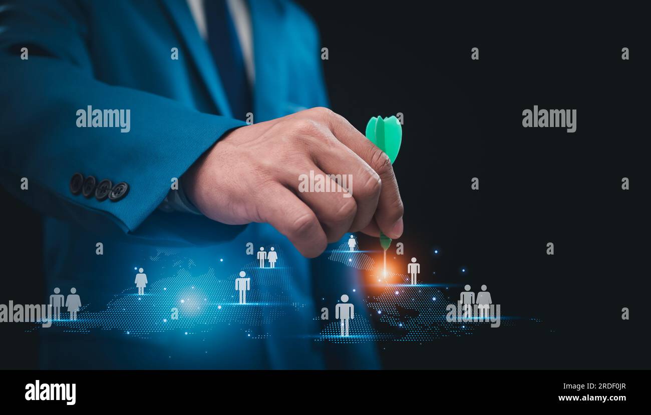 Business people pin in the selection of business target groups. Target ...