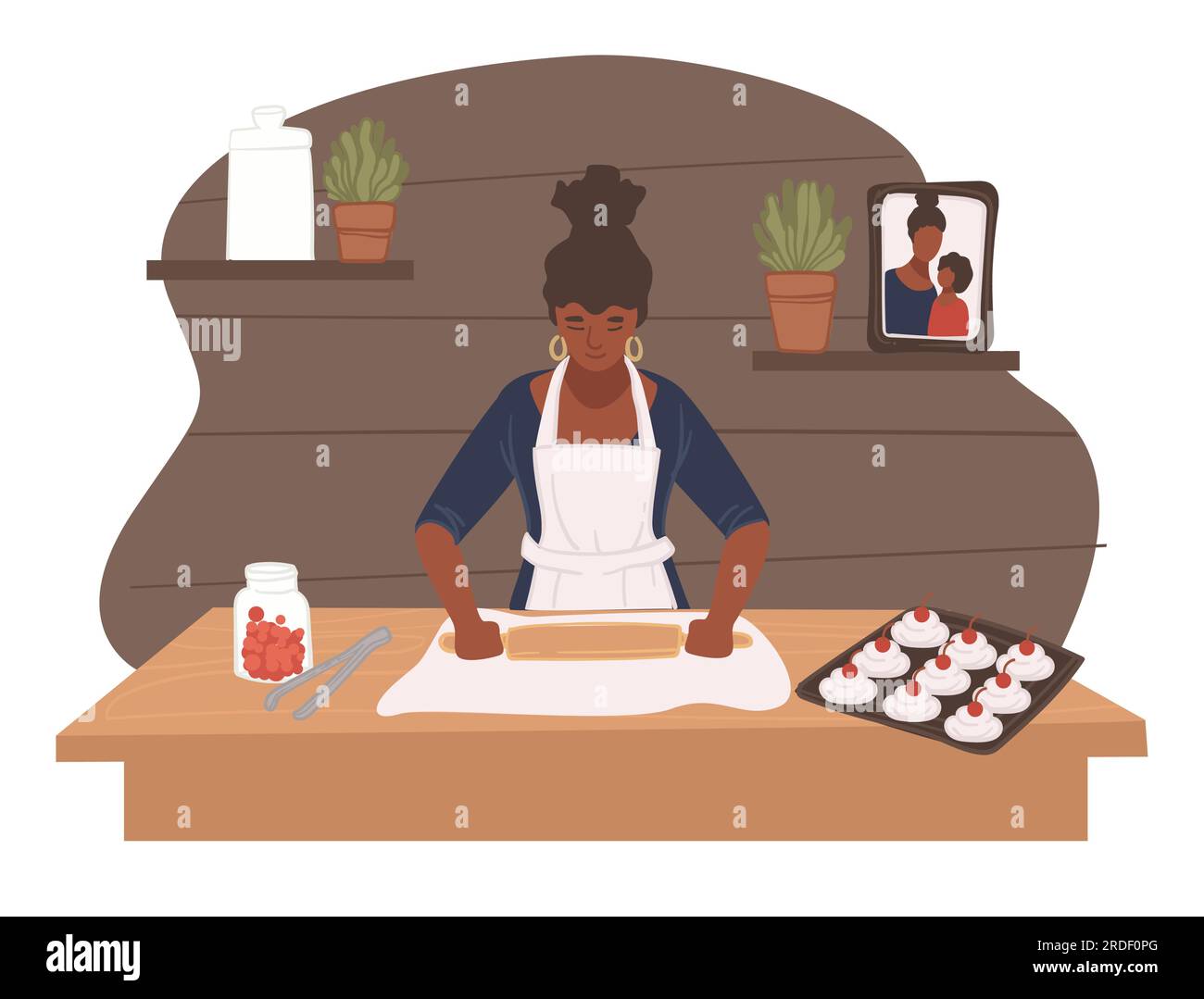 Female in kitchen baking Cut Out Stock Images & Pictures - Alamy