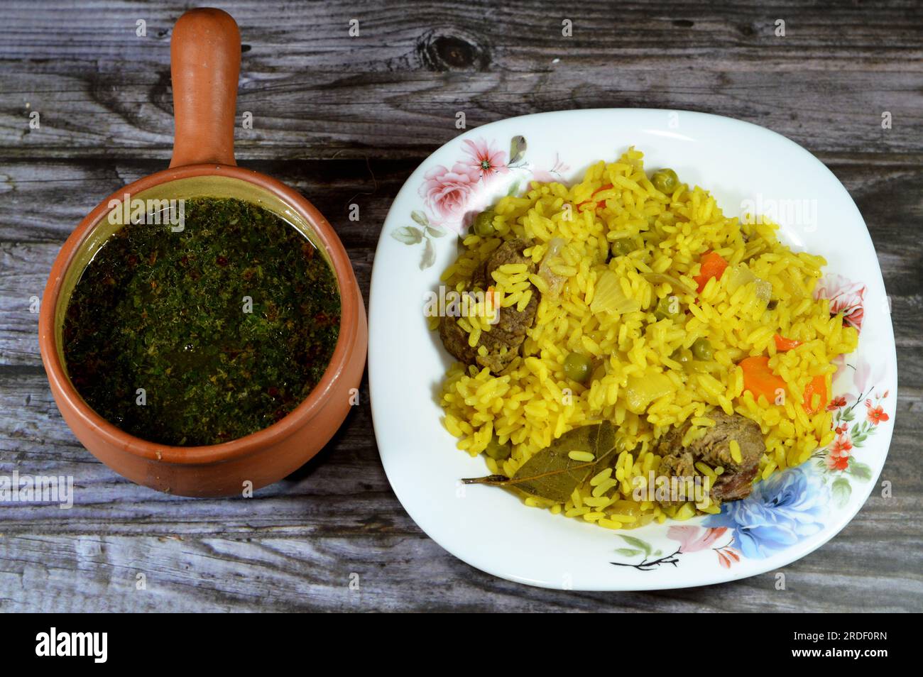long grain yellow Basmati rice with vegetables peas, carrots, sliced ...