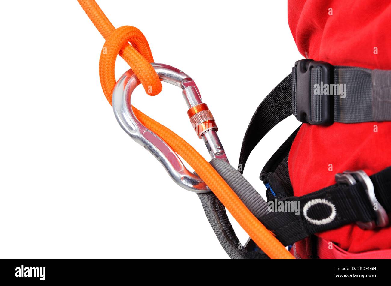 tourist climbing a rope on a white background Stock Photo - Alamy