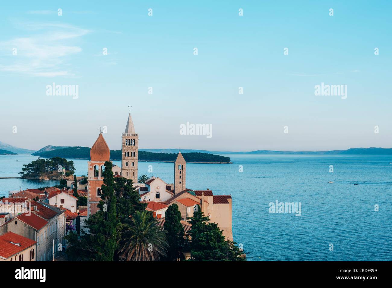 Famous beautiful Rab town with four towers. Rab island, Croatia Stock ...