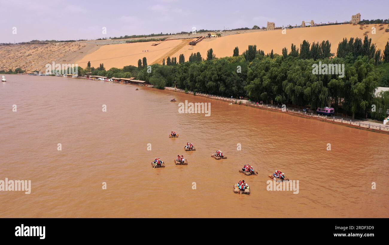 Zhongwei. 20th July, 2023. This aerial photo taken on July 20, 2023 ...