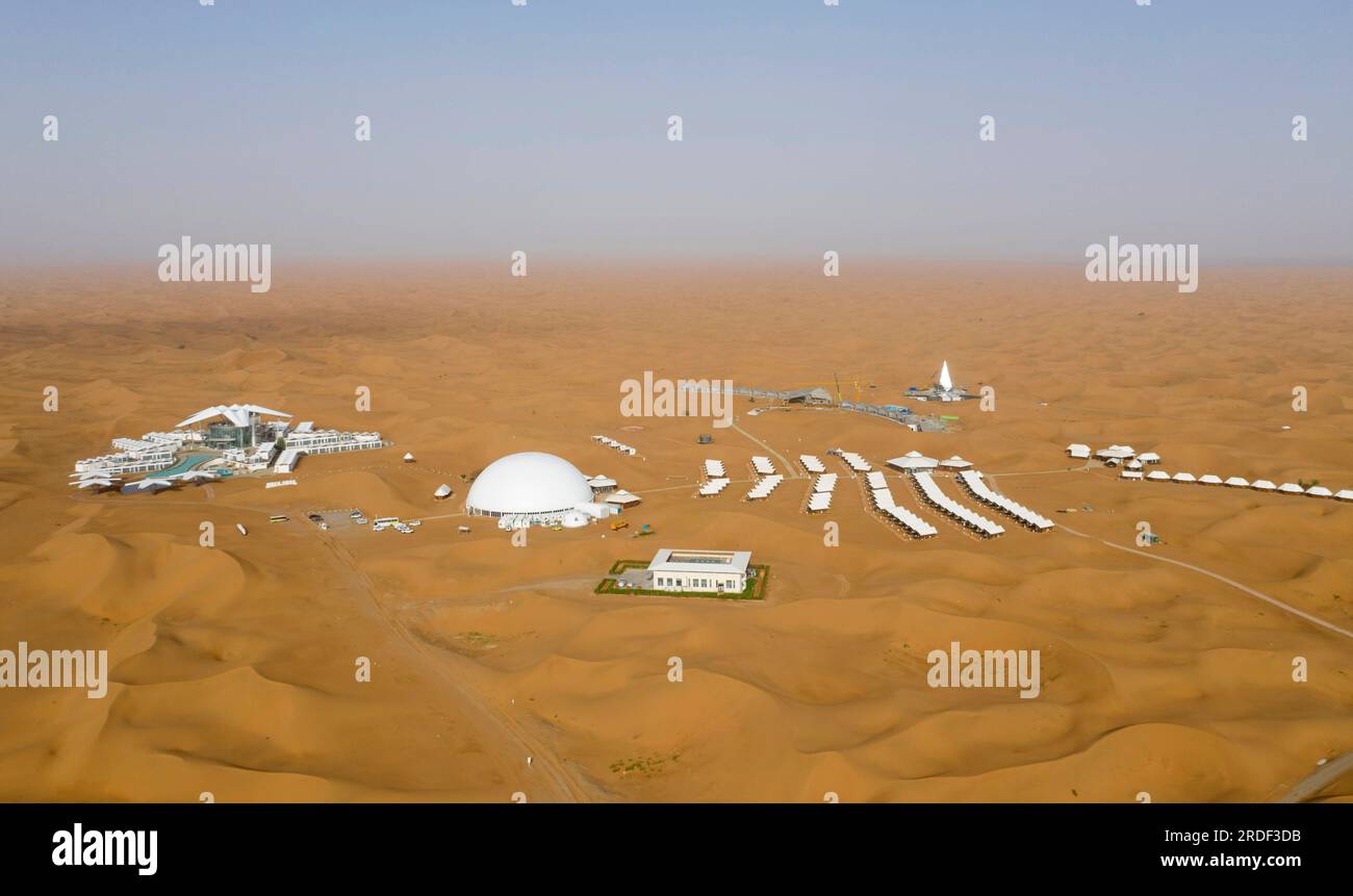 Zhongwei. 20th July, 2023. This aerial photo taken on July 20, 2023 ...