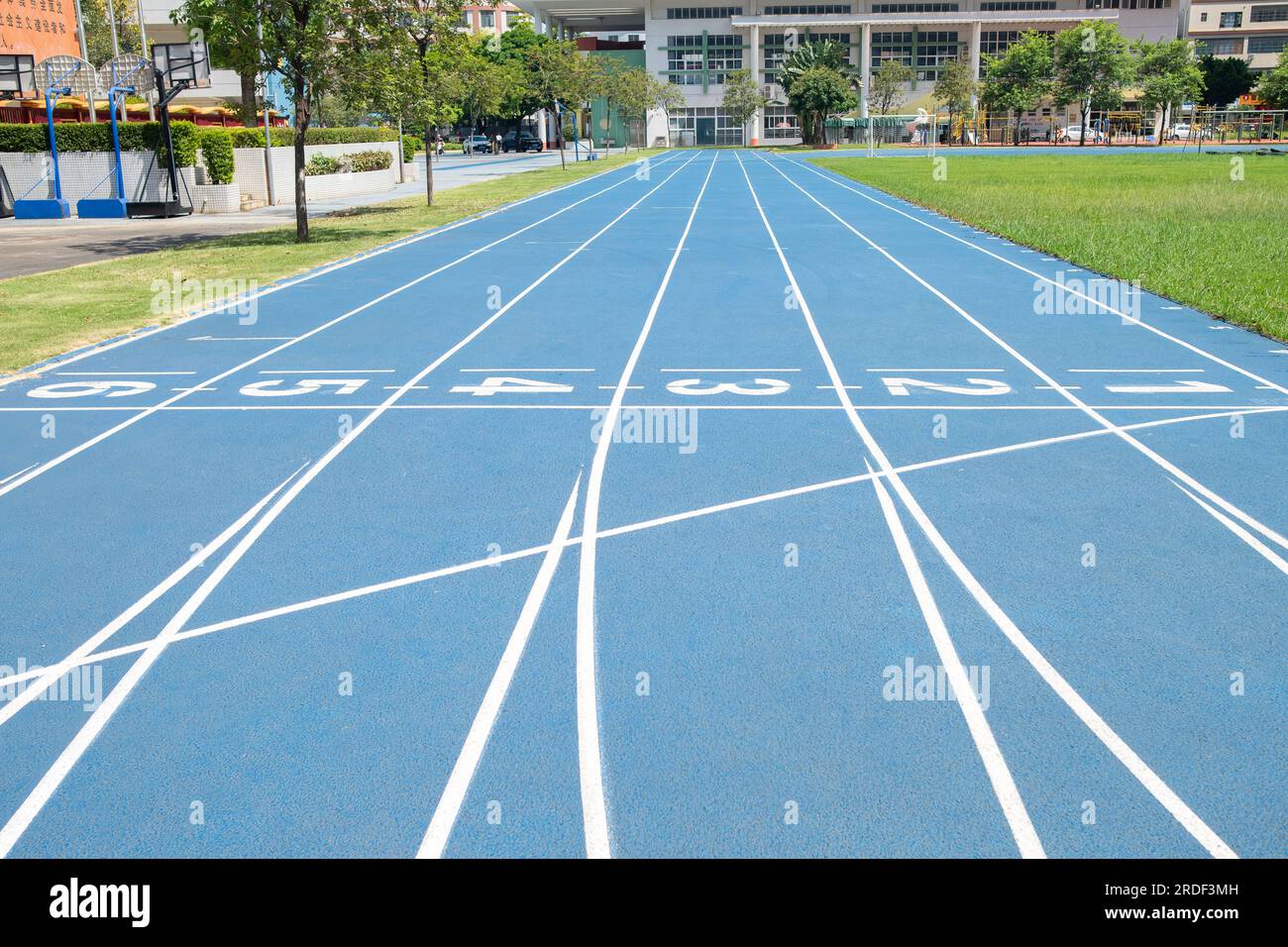 rubber runway with curved and straight lines horizontal composition ...