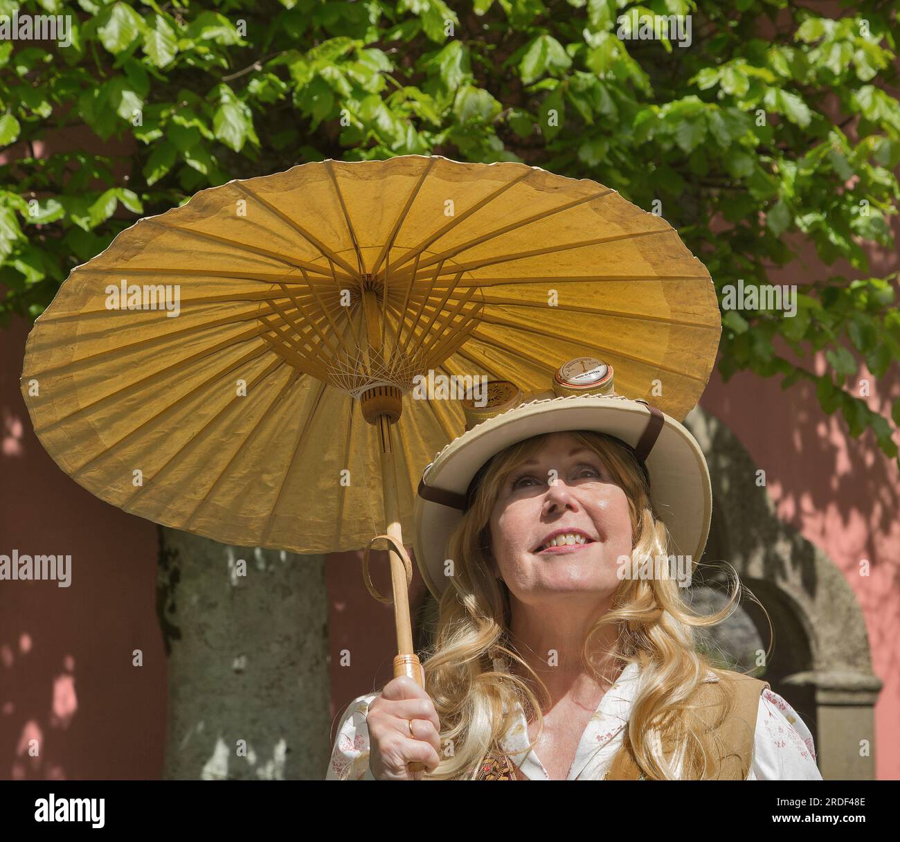 Smiling Steampunk Lady Stock Photo - Alamy