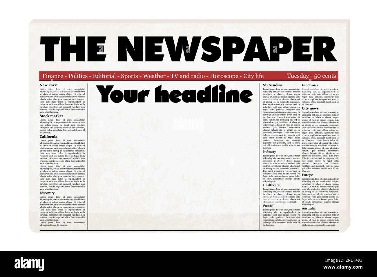 Newspaper Front Page Design Blank Old Vector Generic Newspaper Mockup Newspaper Front Page Design Blank Old Vector Generic Newspaper Mockup