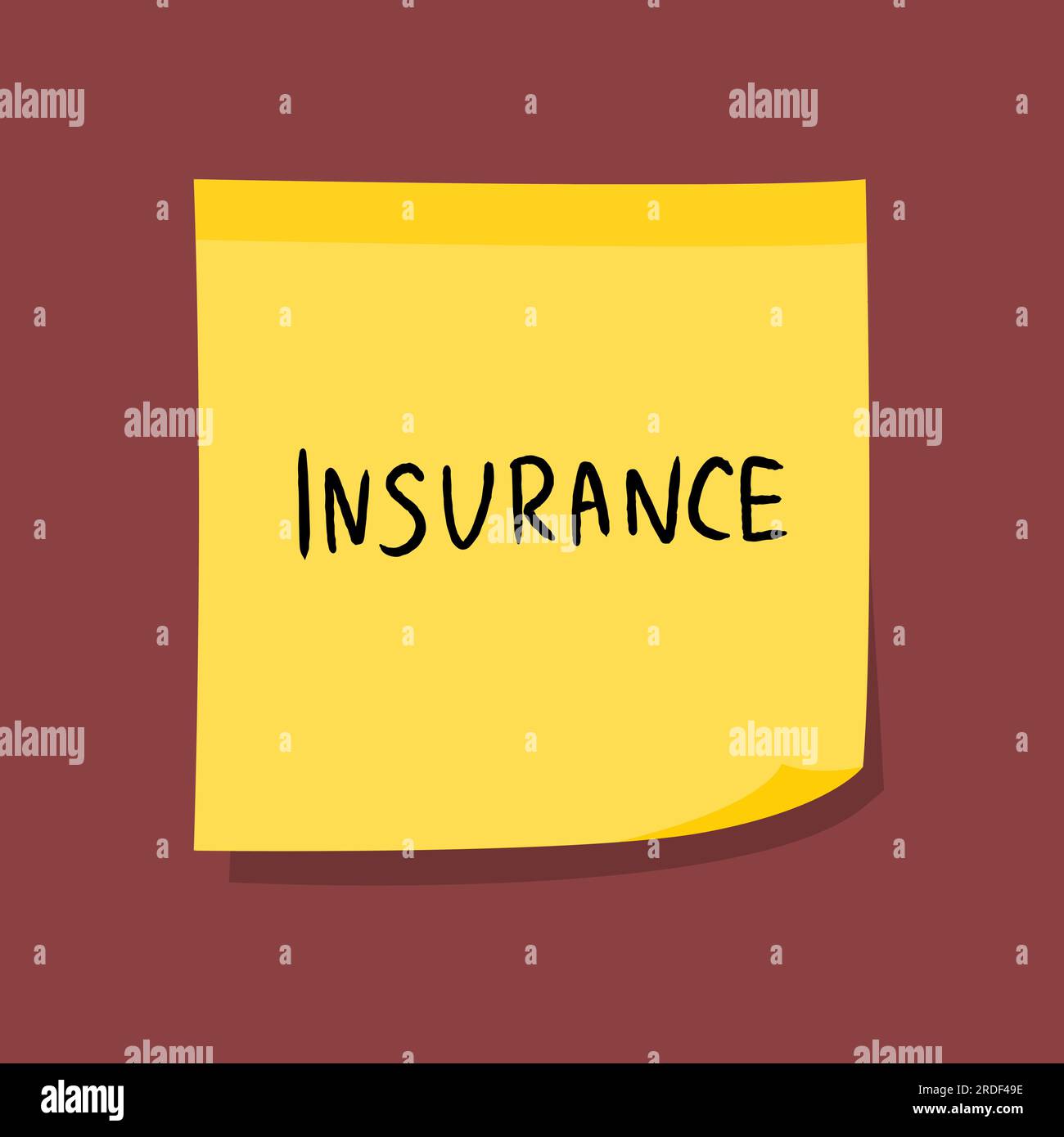 Insurance. Yellow sticky note message. Paper sign Stock Vector Image ...