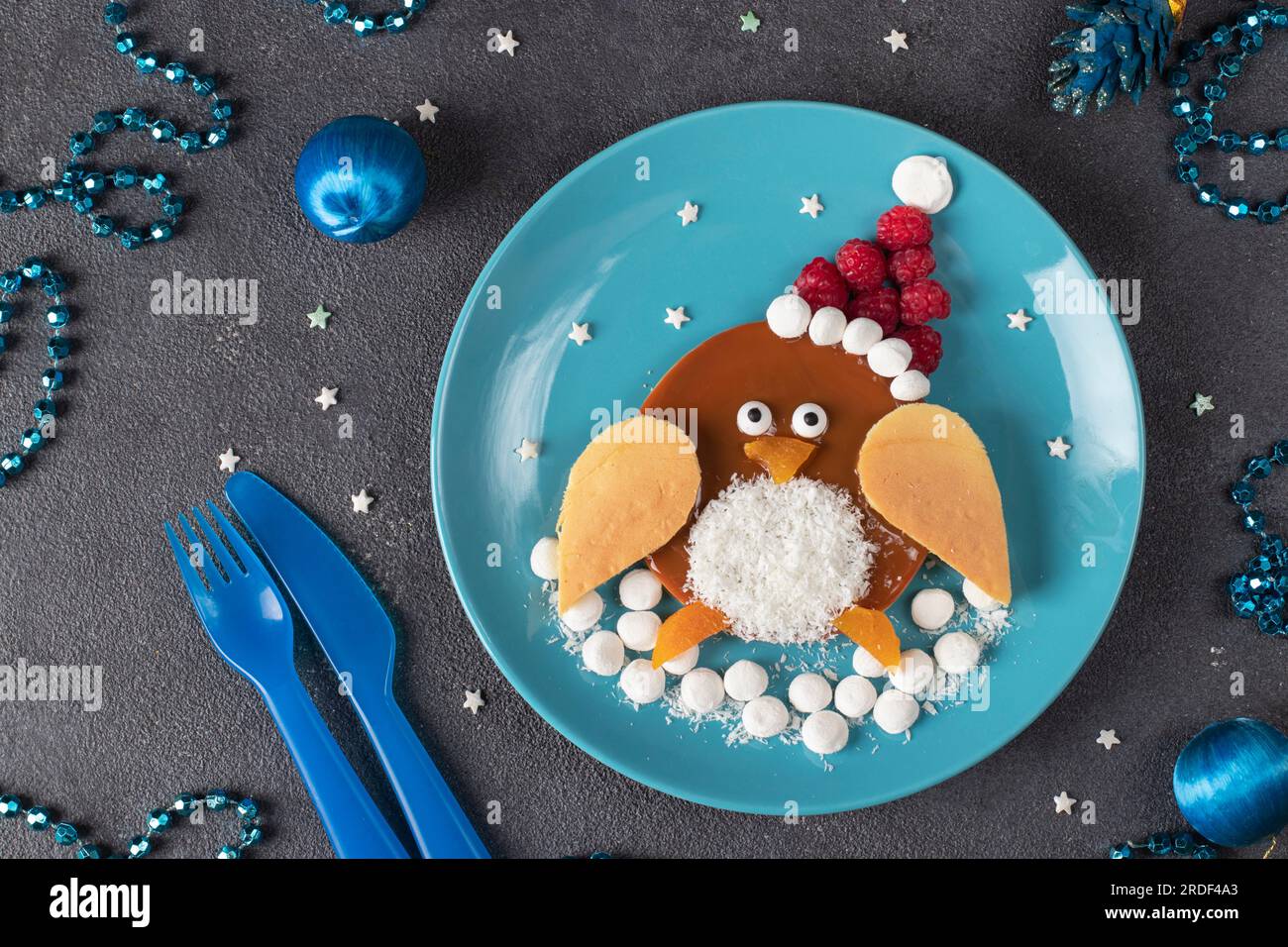 Penguin form pancake with raspberry for breakfast - fun food idea for ...