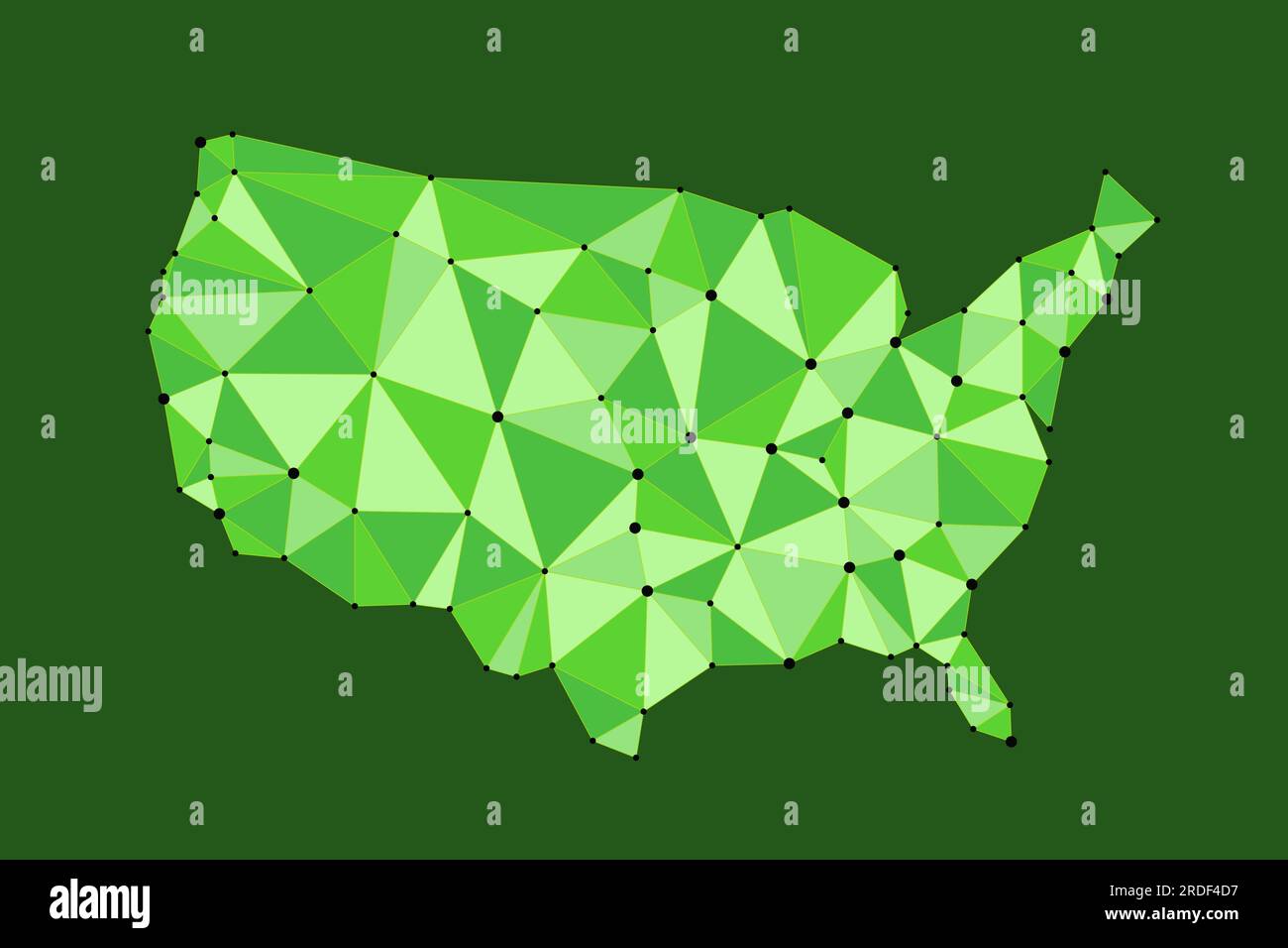 USA map polygon geometric style. Green vector United States map modern ...