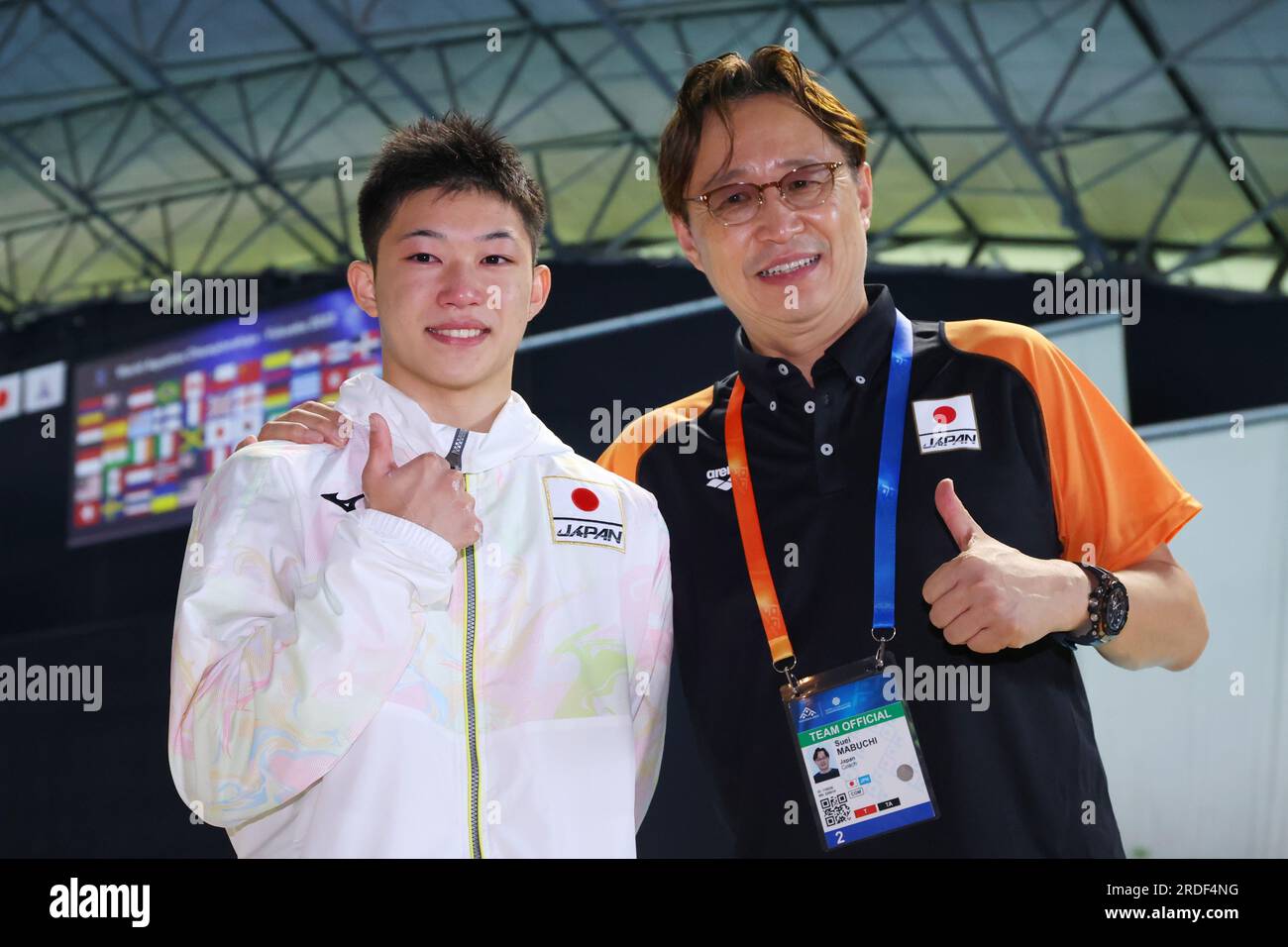 Fukuoka, Japan. 21st July, 2023. (L to R) Rikuto Tamai, Suei Mabuchi ...