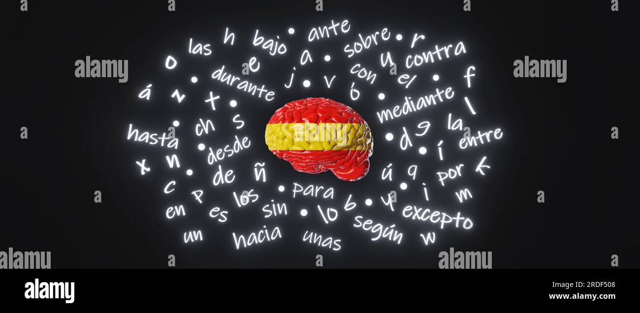Spanish Learning Foreign language Human brain Spain flag color Website ...