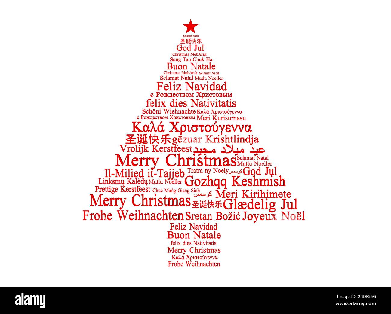 Christmas tree shape wishes isolated on white . Greeting card text in ...