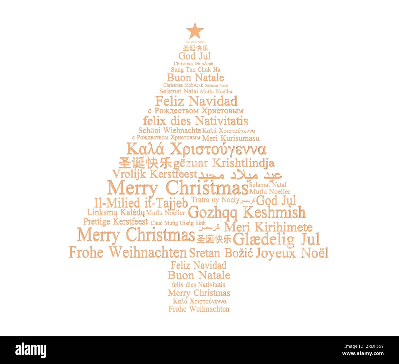 Christmas tree shape wishes isolated on white . Greeting card text in ...