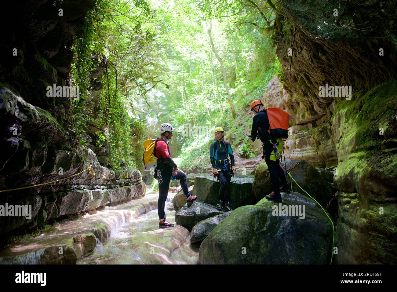 Canyoneering in Furco Canyon in Spanish Pyrenees Stock Photo - Alamy
