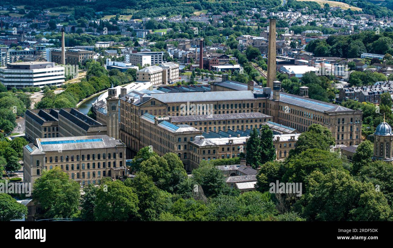 Saltaire, Bradford, West Yorkshire, 15 03 2023 Aerial View of Saltaire ...