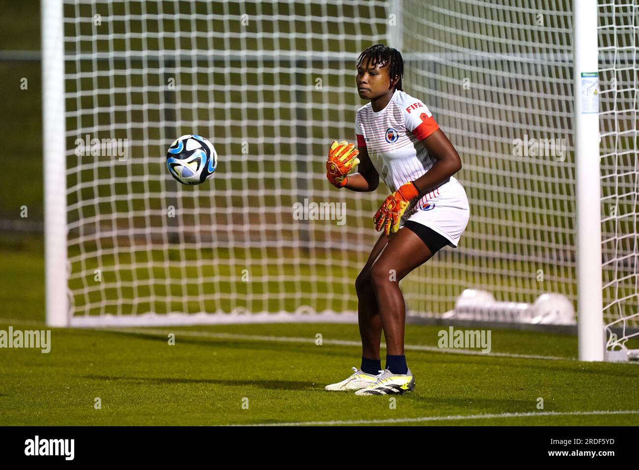 Goalkeeper Nahomie Ambroise during a training session at Perry Park, Brisbane, Australia. Haiti ...