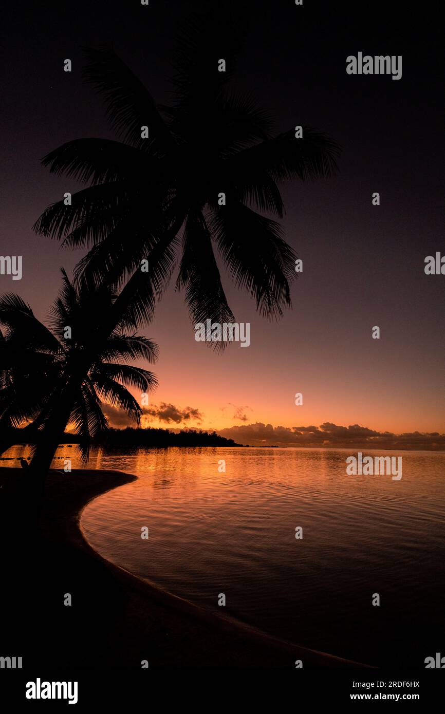Sunset view from Moorea island in French Polynesia Stock Photo - Alamy