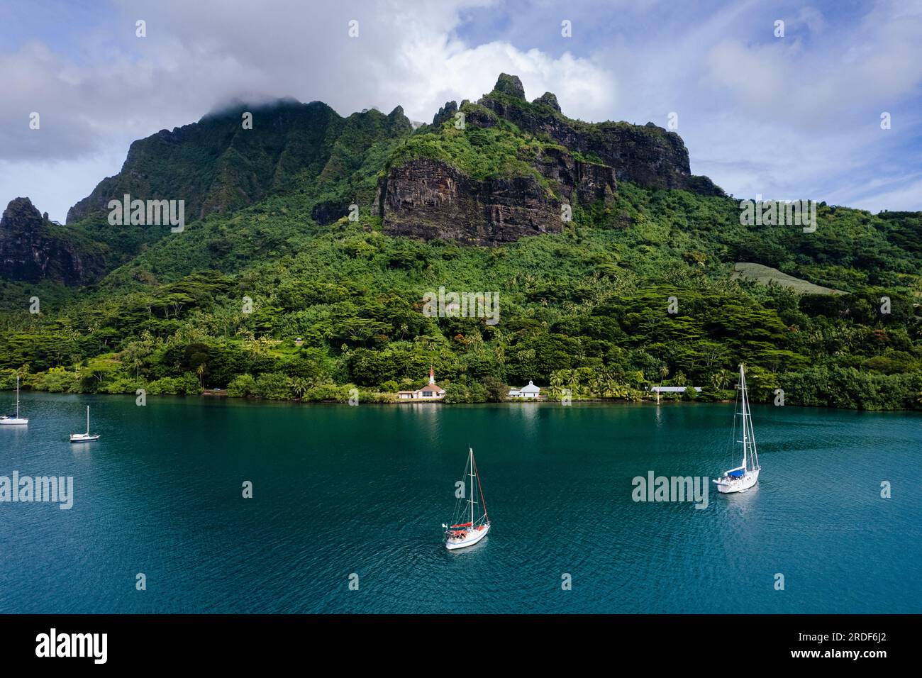 Aerial view of cooks bay in Moorea Island French Polynesia Stock Photo ...