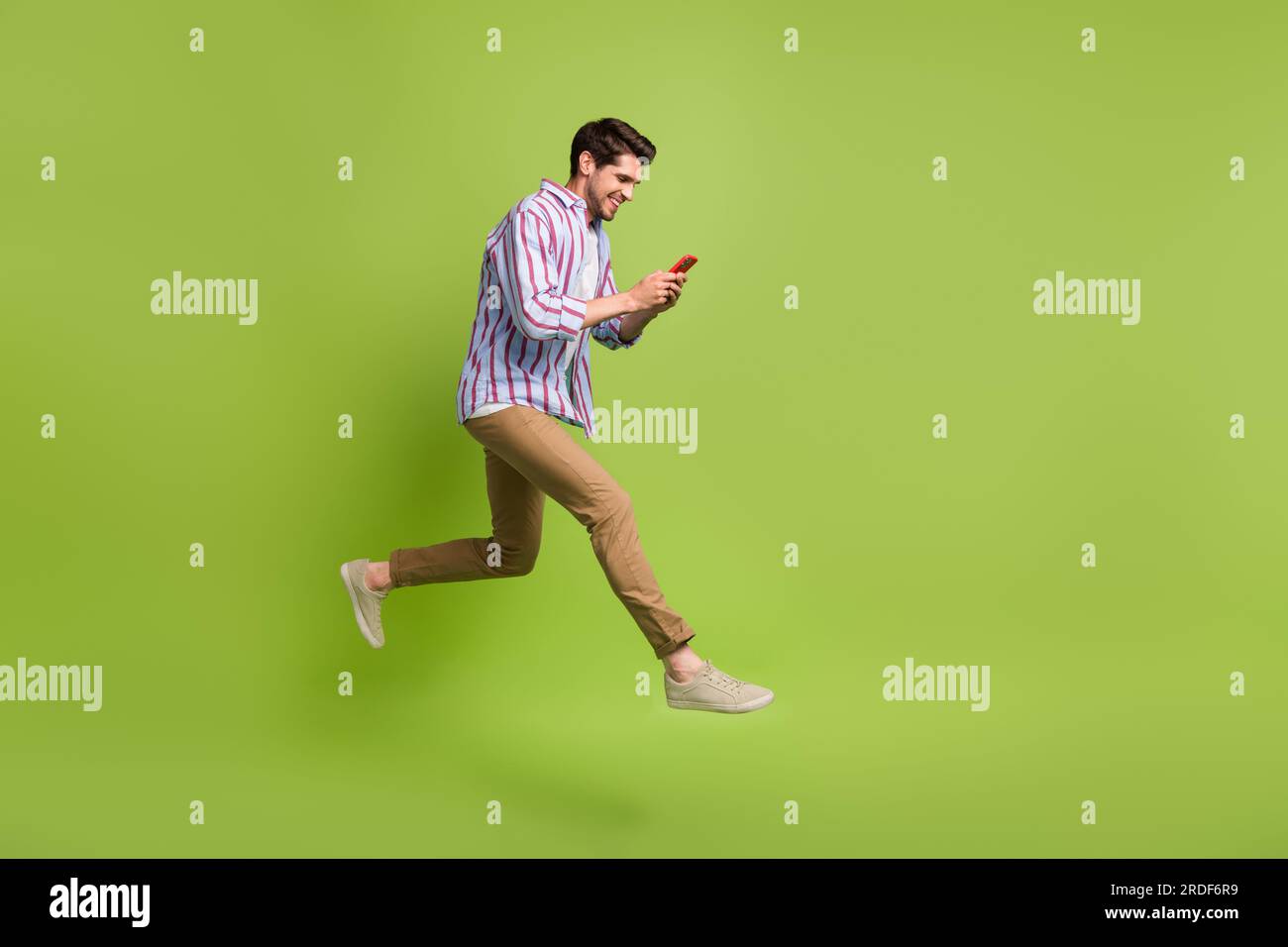 Full body photo of running jumper guy blogger addicted influencer ...