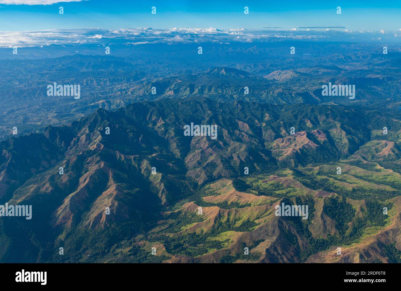 Aerial of the volcanic landscape, Viti Levu, Fiji, South Pacific Stock ...