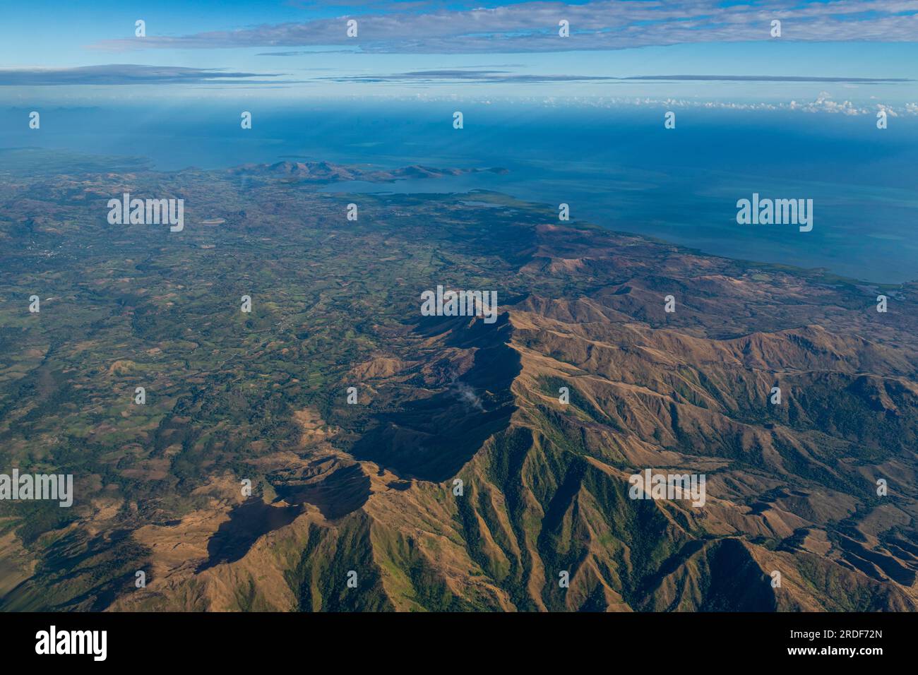 Aerial of the volcanic landscape, Viti Levu, Fiji, South Pacific Stock ...